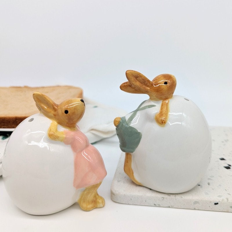 Bunny Rabbit Salt Pepper Shaker Set | Easter Gifts | Easter Home Decor ...