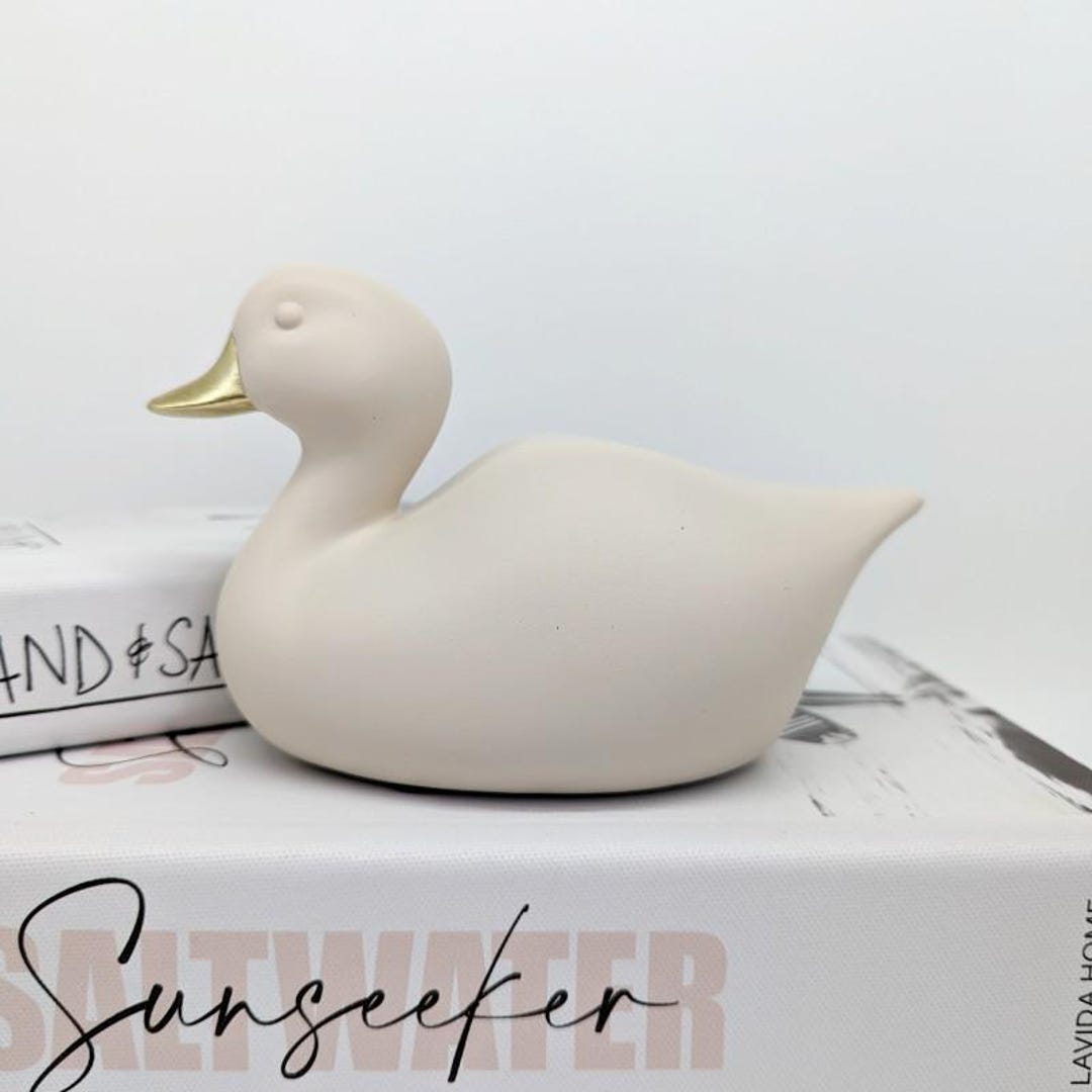 Ivory Gold Duck Statue | Duck With Golden Beak | Duck Gifts | Home ...