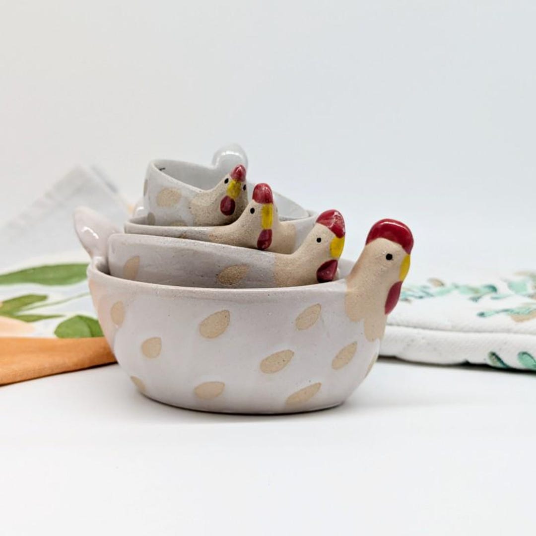 Chicken Measuring Cups 4 Piece Set | Gift for Bakers | Rooster Hen Cute ...