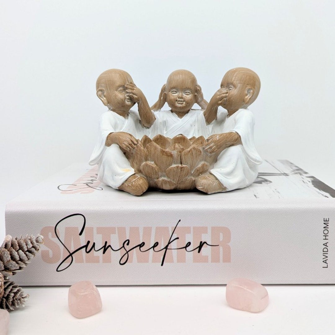 No Evil See Hear Speak Monk Figurine | Monk Gifts | Spiritual Gifts ...