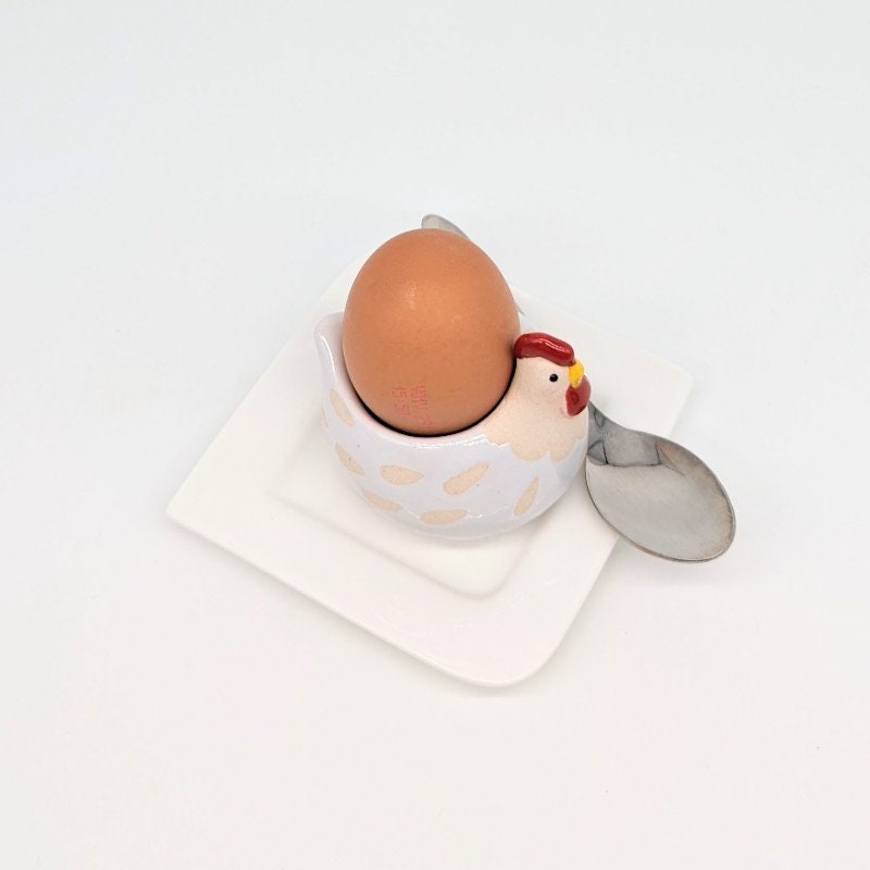 White Hen Egg Cup Holder - Set of 2 | Chicken Rooster Gifts | Kitchen ...