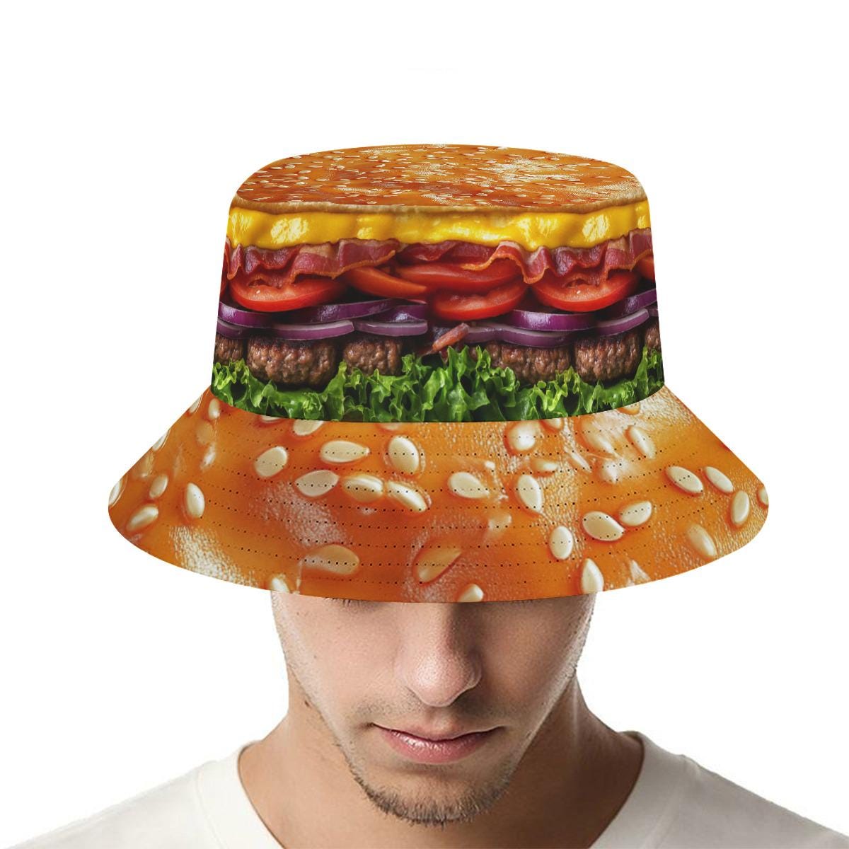 Burger Bucket Hat Fun and Quirky Fast Food Design Hat for Summer Unisex ...