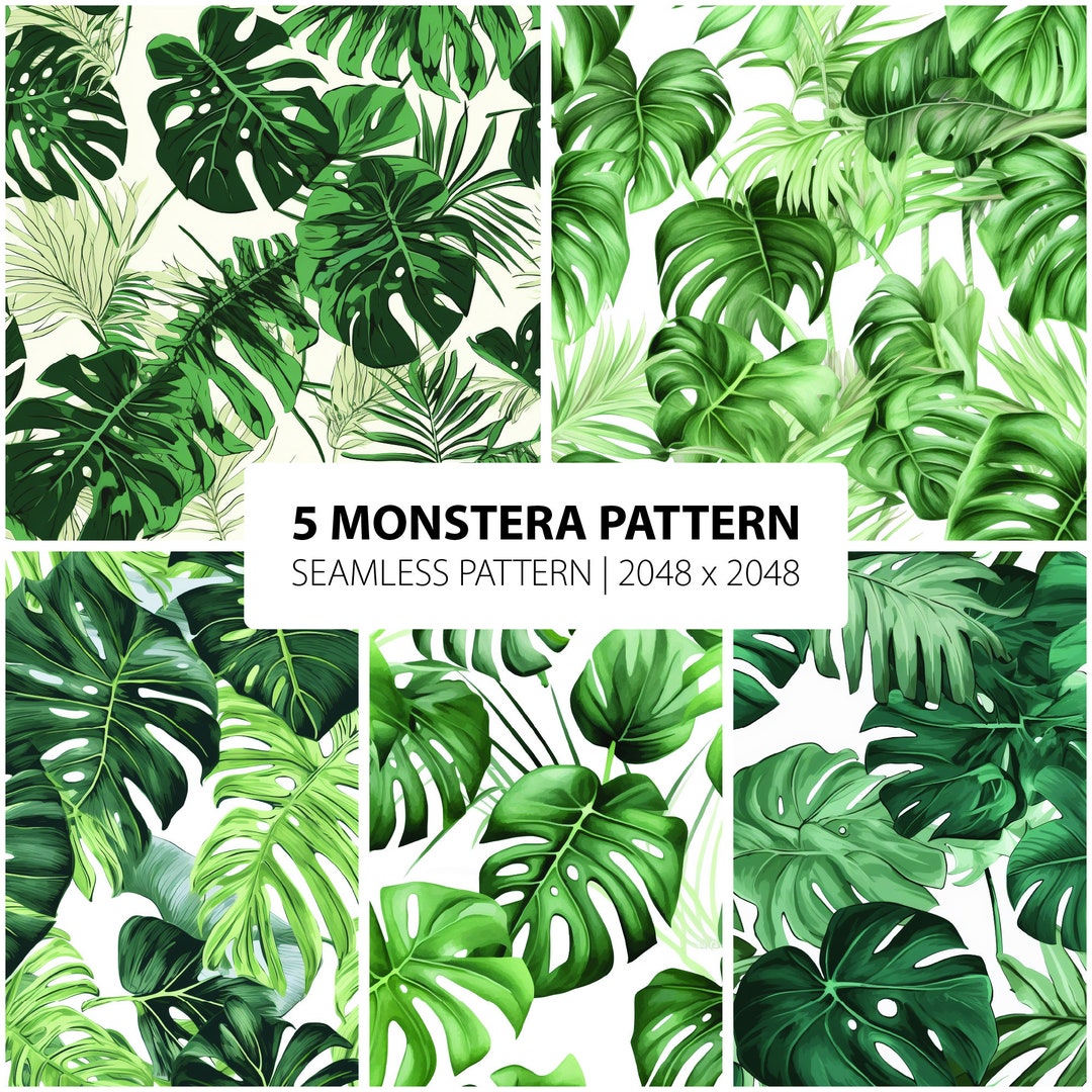 Tropical Monstera Pattern - Lush Green Leaves - Printable Pattern ...