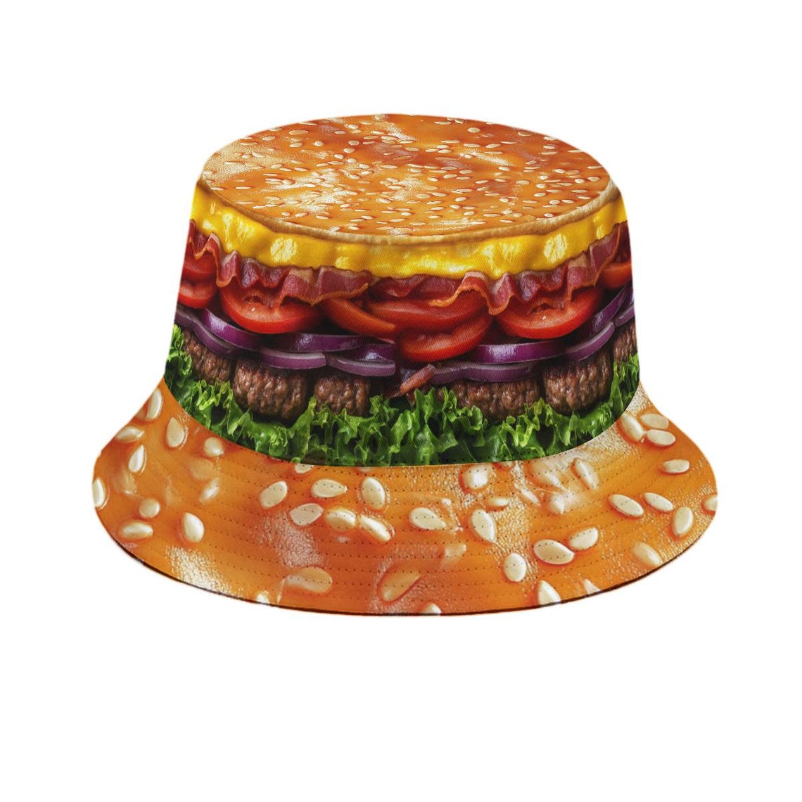 Burger Bucket Hat Fun and Quirky Fast Food Design Hat for Summer Unisex ...