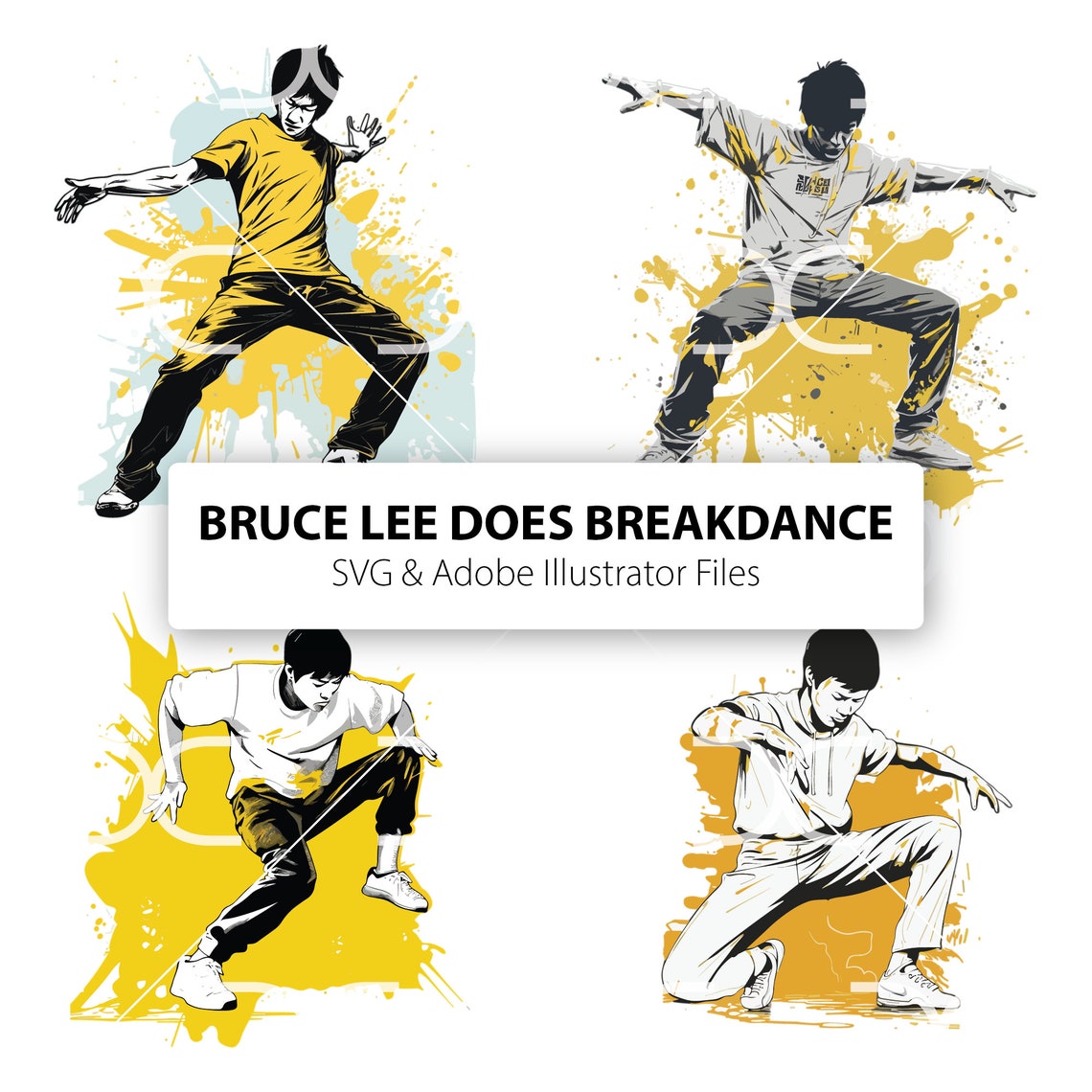 Breakdancer Bruce Lee Vector Art Dynamic Martial Arts and Dance Fusion ...
