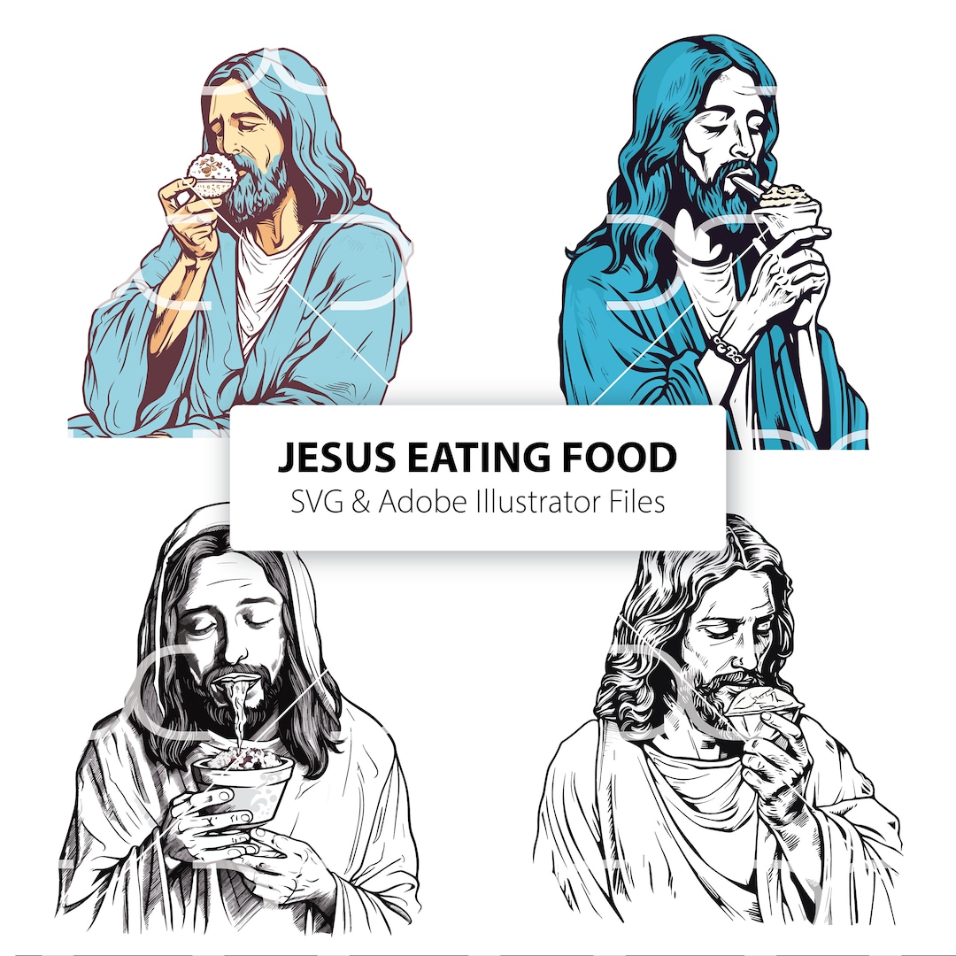 Jesus Eating Food Vector Art Heartwarming Illustration of Jesus Sharing ...