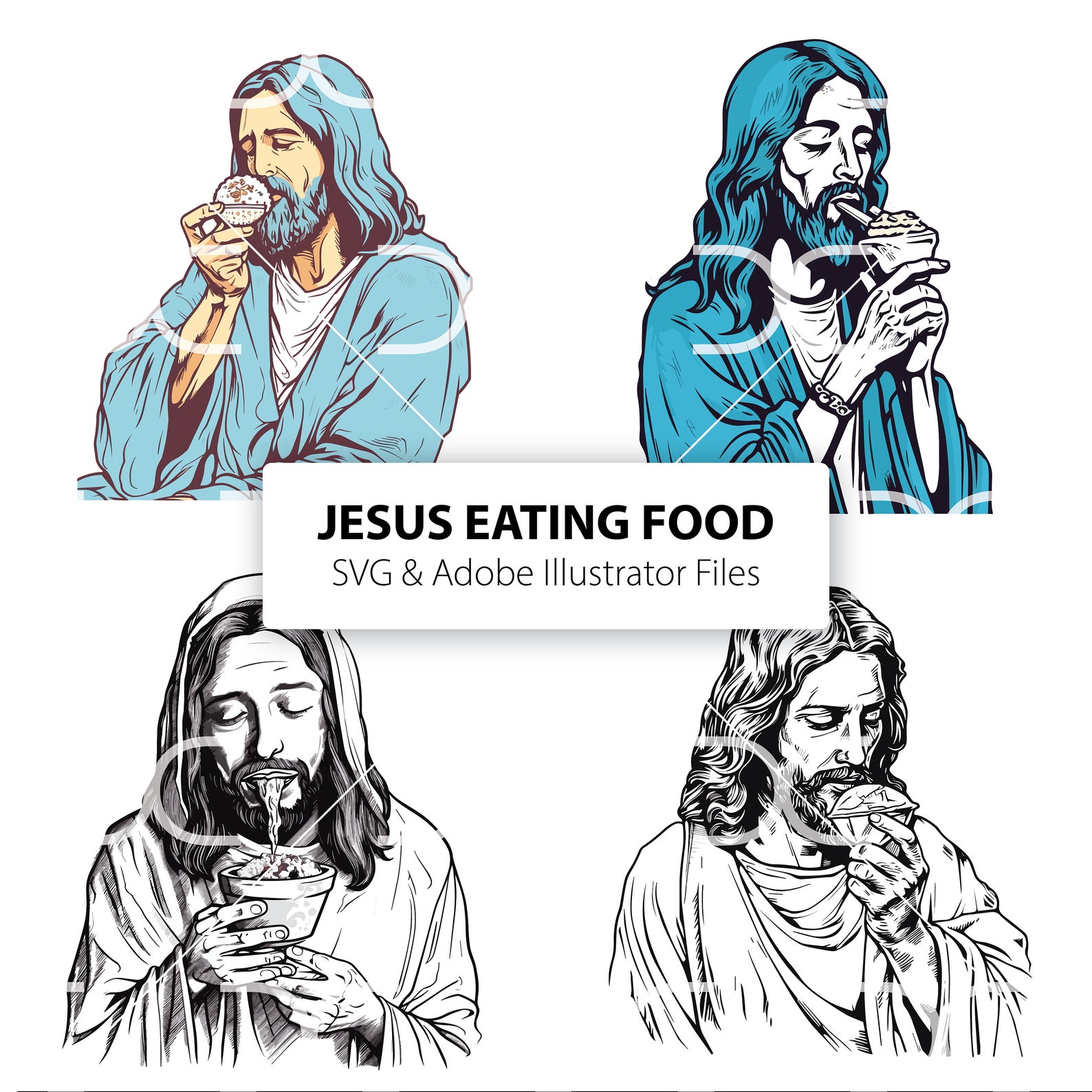 Jesus Eating Food Vector Art Heartwarming Illustration of Jesus Sharing ...
