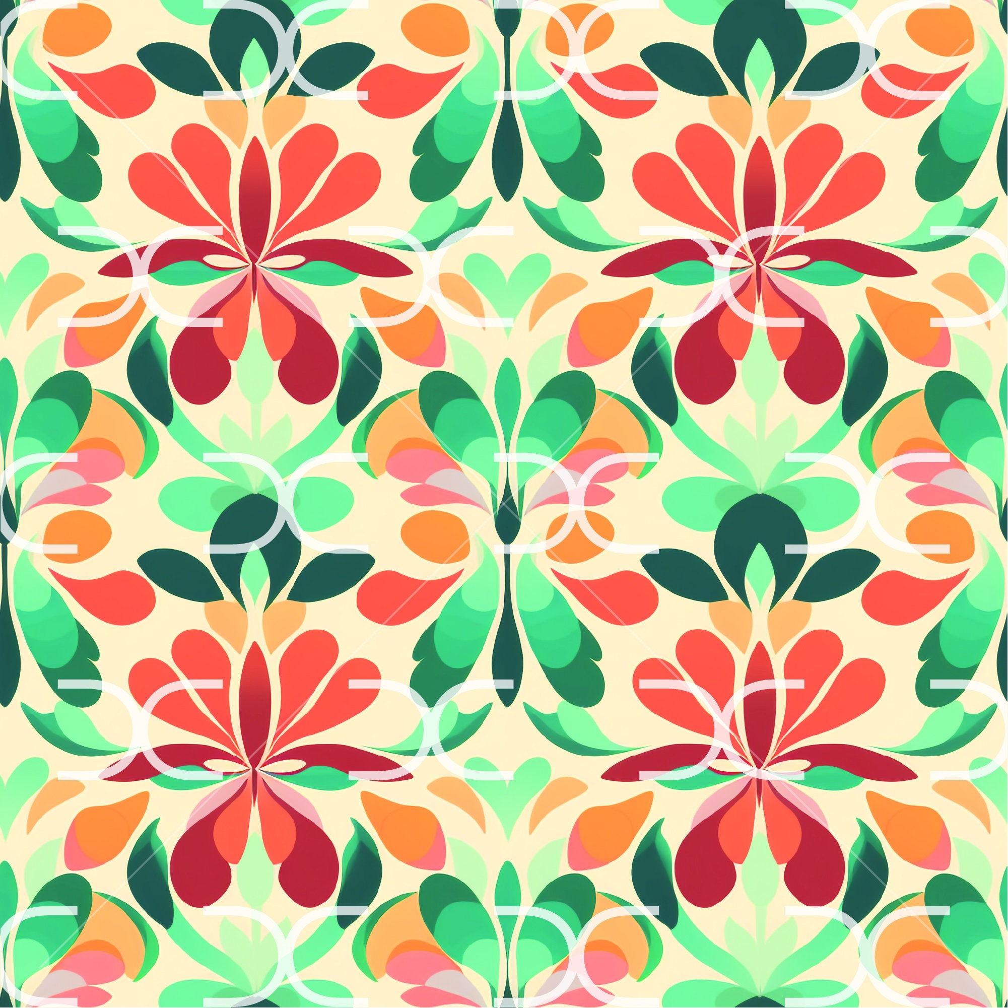 Boho Retro Floral Pattern Vintage Inspired Design Commercial & Personal ...