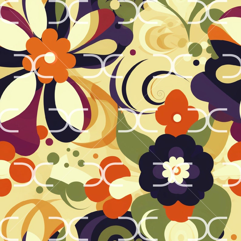 Boho Retro Floral Pattern Vintage Inspired Design Commercial & Personal ...