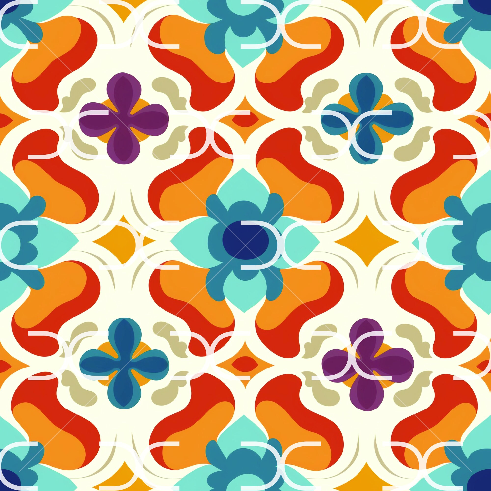 Boho Retro Floral Pattern Vintage Inspired Design Commercial & Personal ...