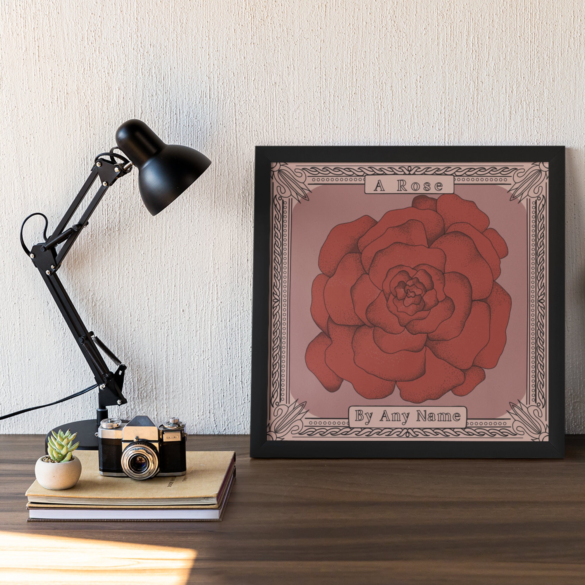 Red Rose Square Digital Art, Art Niveau Border, A Rose by Any Name ...