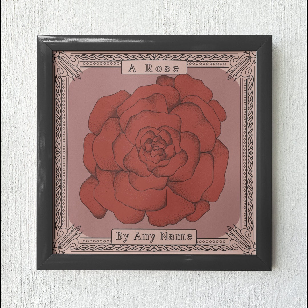 Red Rose Square Digital Art, Art Niveau Border, A Rose by Any Name ...