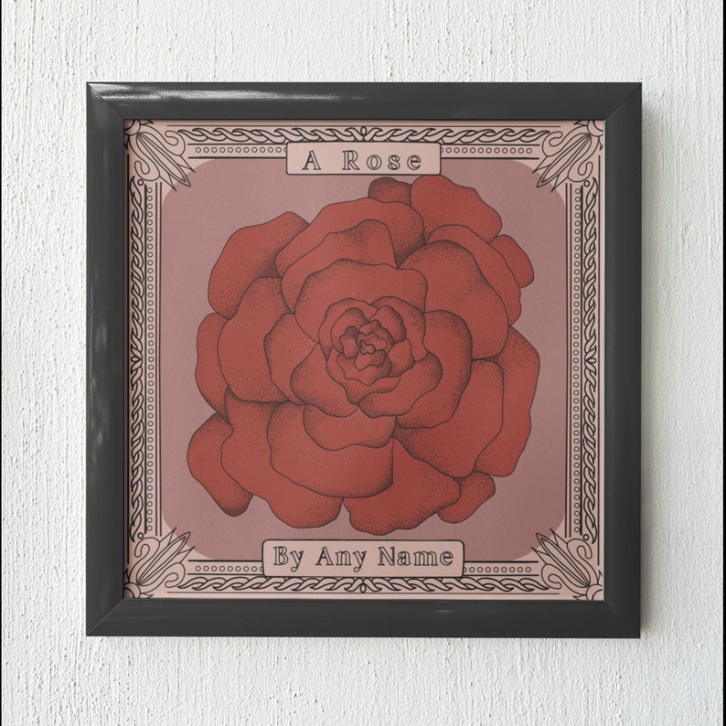 Red Rose Square Digital Art, Art Niveau Border, A Rose by Any Name ...