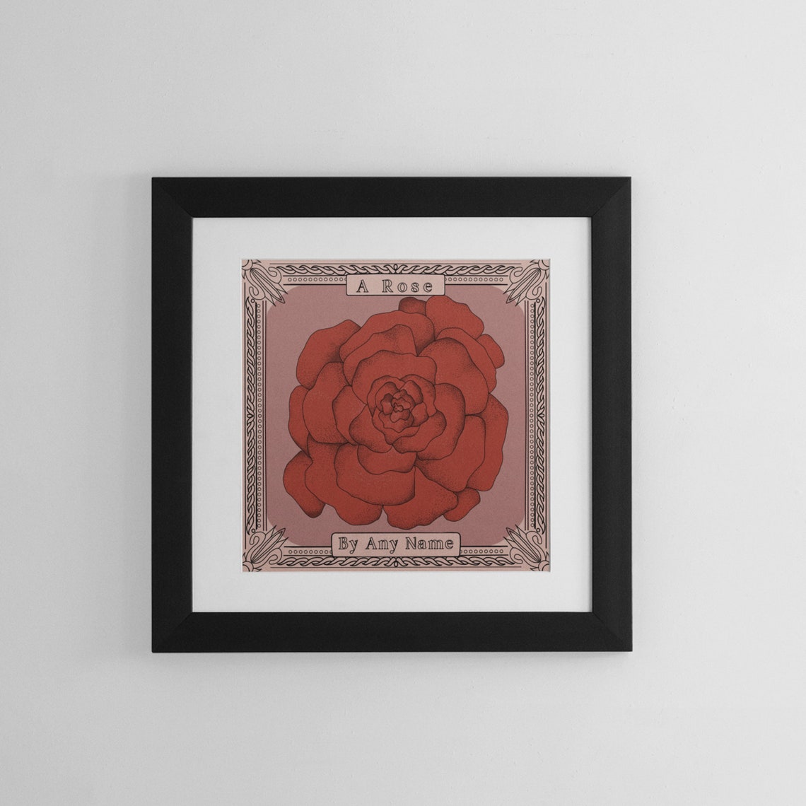 Red Rose Square Digital Art, Art Niveau Border, A Rose by Any Name ...