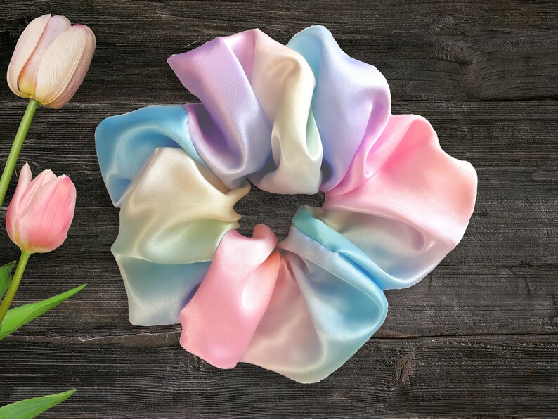 Pastel Color Scrunchie, Multicolor Scrunchie, Colorful Hair Scrunchie ...