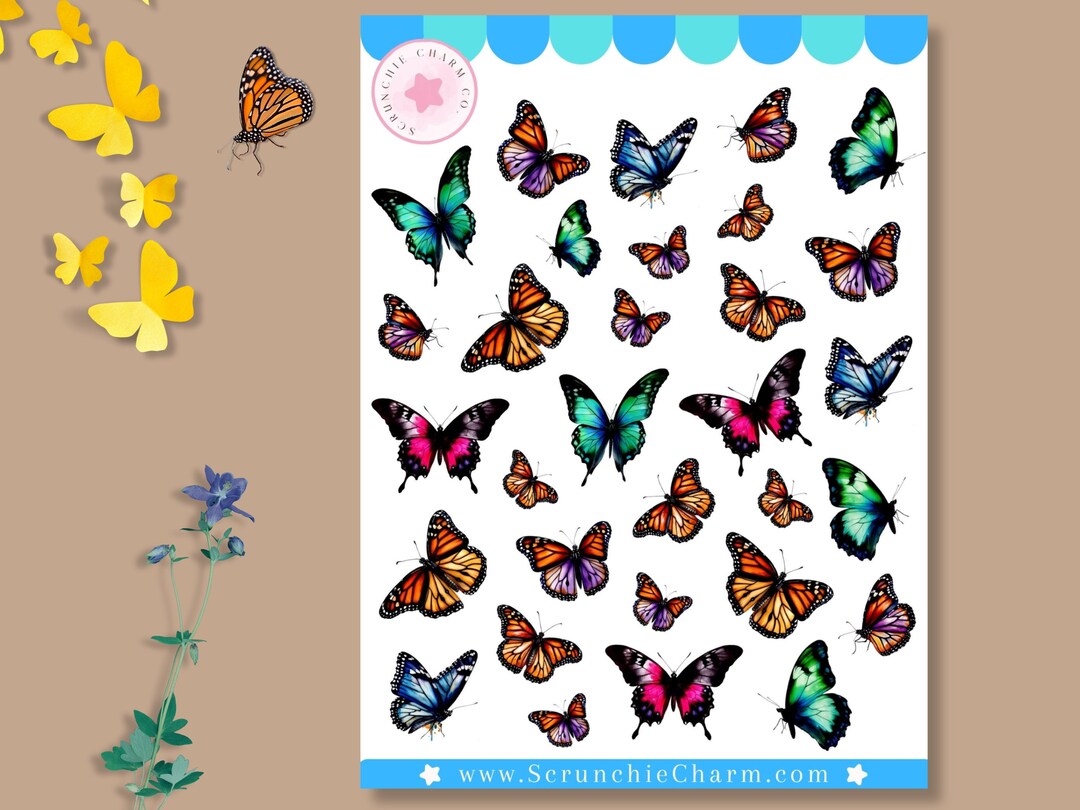 Monarch and Blue Butterfly Sticker Sheet Butterfly Stickers - Etsy