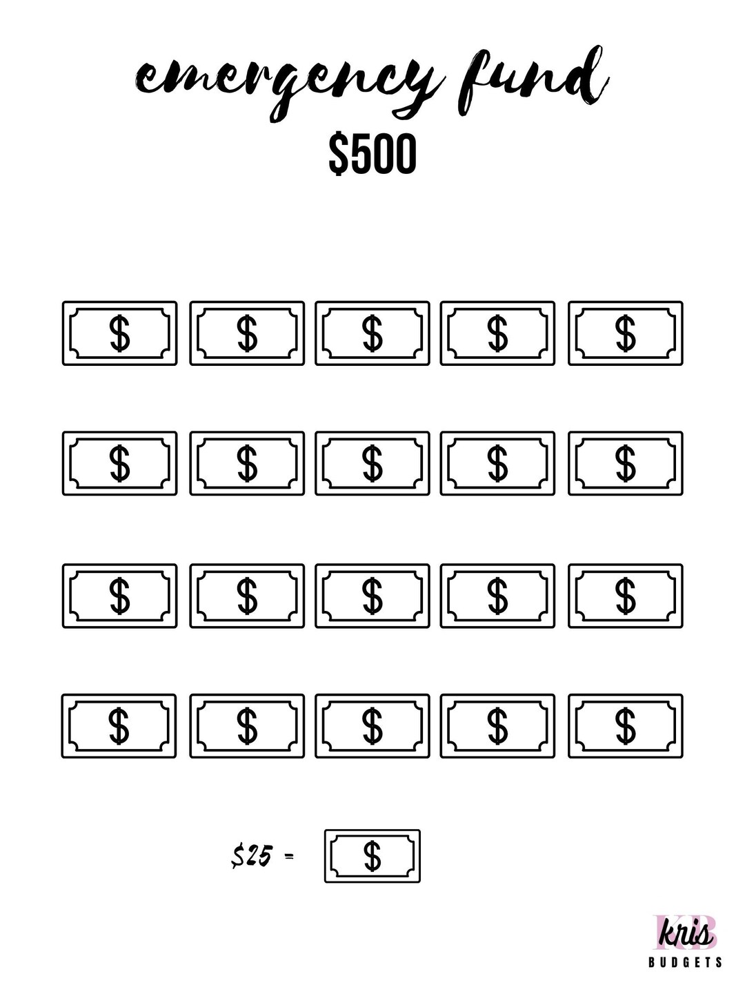Emergency Fund Savings Sinking Fund Tracker 500 - Etsy