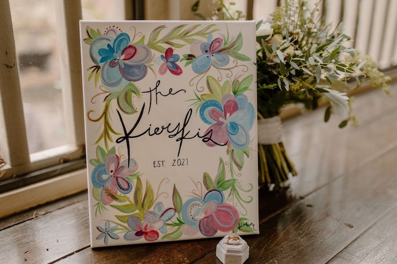 Hand Painted Acrylic Canvas, Custom Last Name Painting, Wedding Decor ...