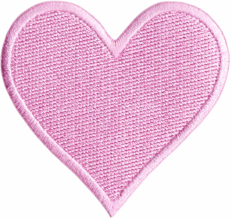 2.875" Embroidered Iron on Patch - Solid Light Pink Heart - Cut Out to ...