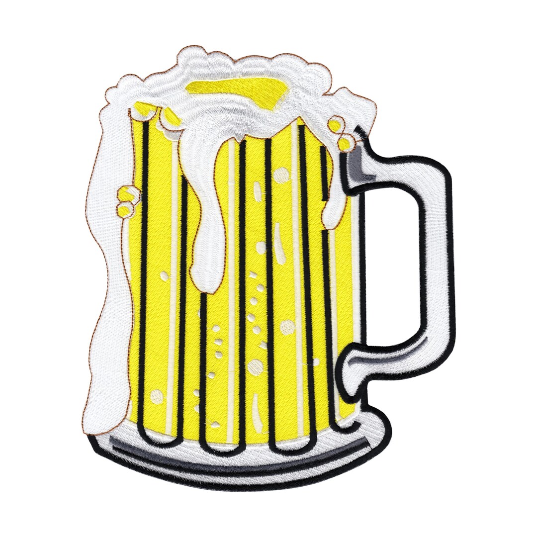 9.25" Embroidered Iron on Patch - Large Frosty Mug of Beer - Cut Out to ...