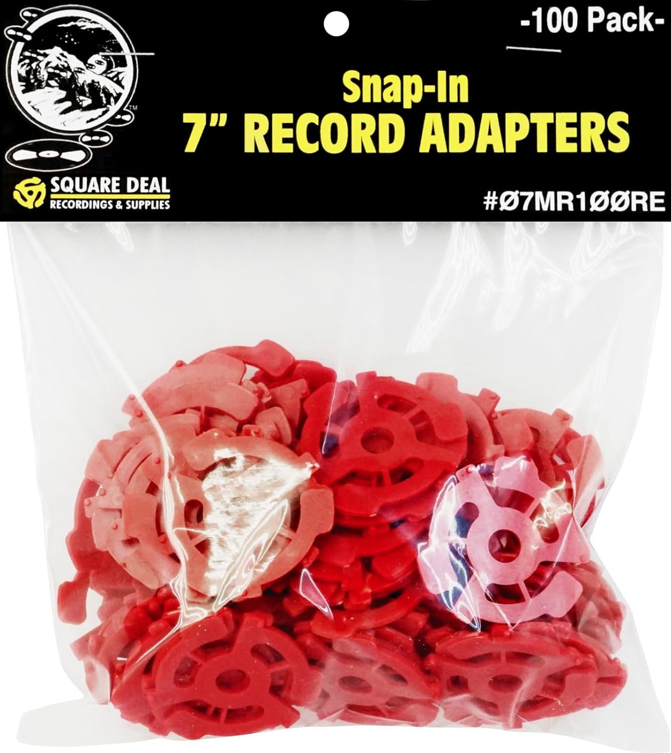 100 Pack - Flat Plastic Record Adapters - Snap in Inserts to Make 7 ...