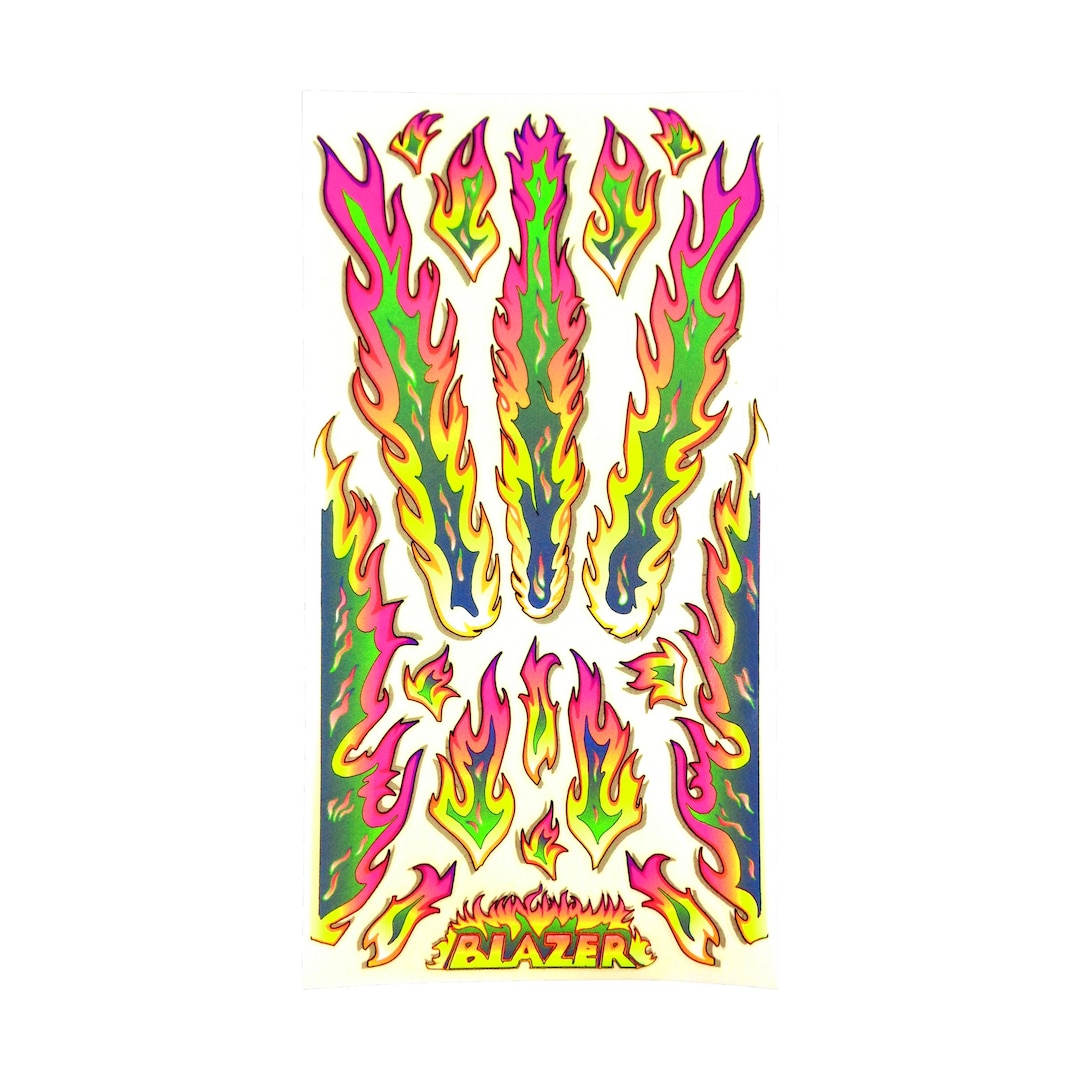 Vintage 1990s Rad Decalz Sticker Pack - Blazer 2 - Flames - Blacklight ...