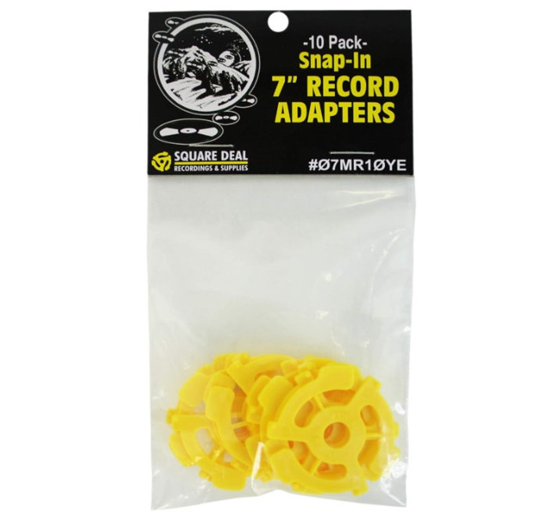 10 Pack - Flat Yellow Plastic Record Adapters - Snap in Inserts to Make ...