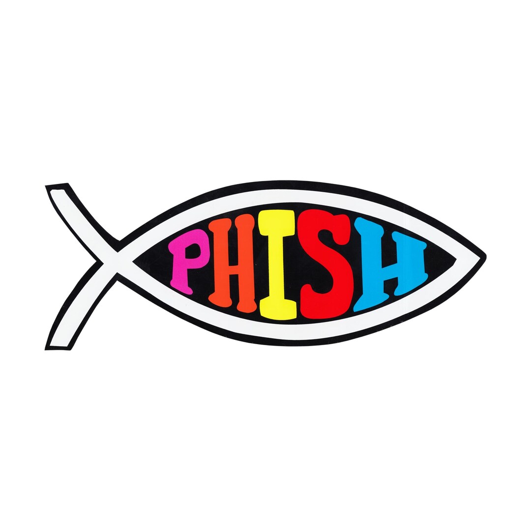 Vintage 1990s Huge 8.75" Sticker - Phish - Rainbow Fish Logo on Fish ...