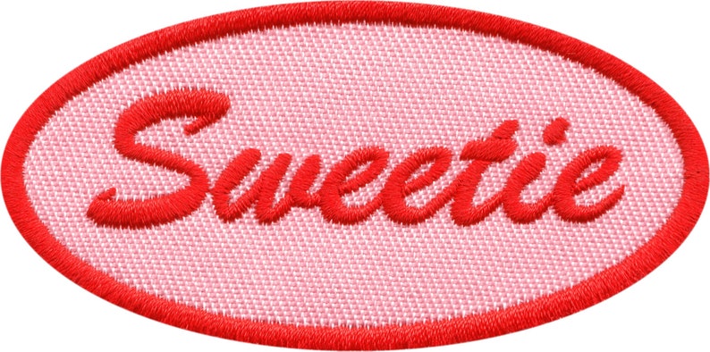 3" Embroidered Iron on Patch - Retro Diner Name Badge Style - Sweetie ...