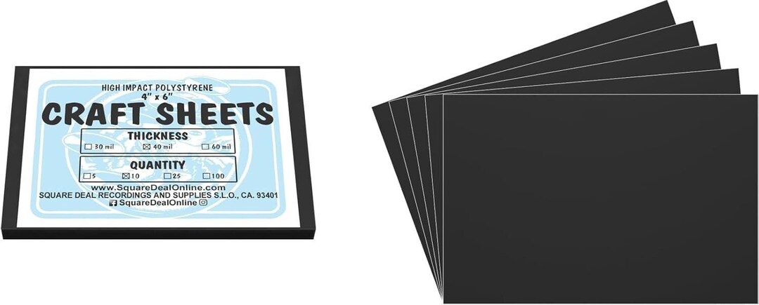 Plastic Craft Modeling Sheets - 5" X 6" - 40mil - Standard - Black - Etsy