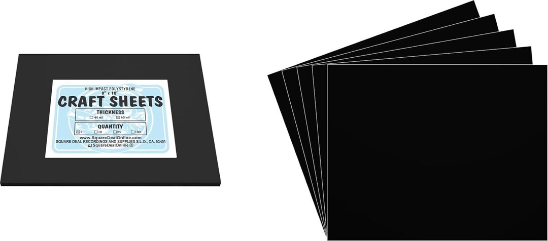 Plastic Craft Modeling Sheets - 8" X 10" - 60mil - Heavy Duty - Black ...