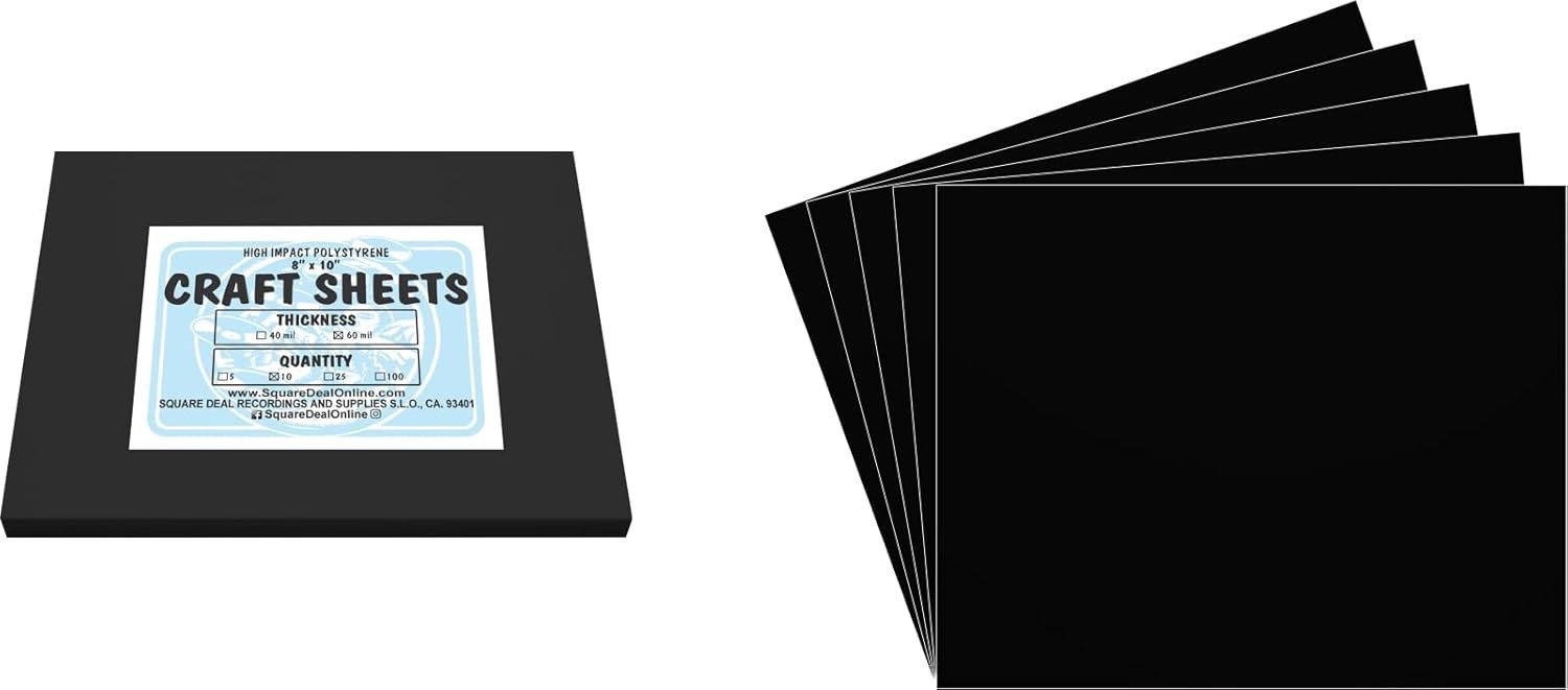 Plastic Craft Modeling Sheets - 8" X 10" - 60mil - Heavy Duty - Black ...