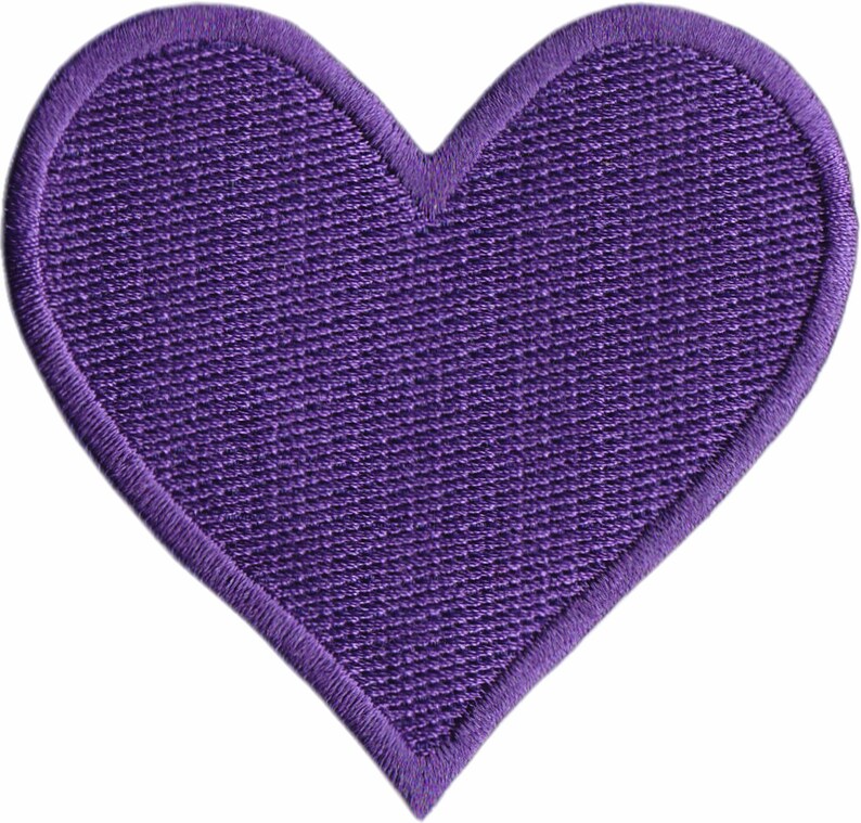 2.875" Embroidered Iron on Patch - Solid Purple Heart - Cut Out to the ...