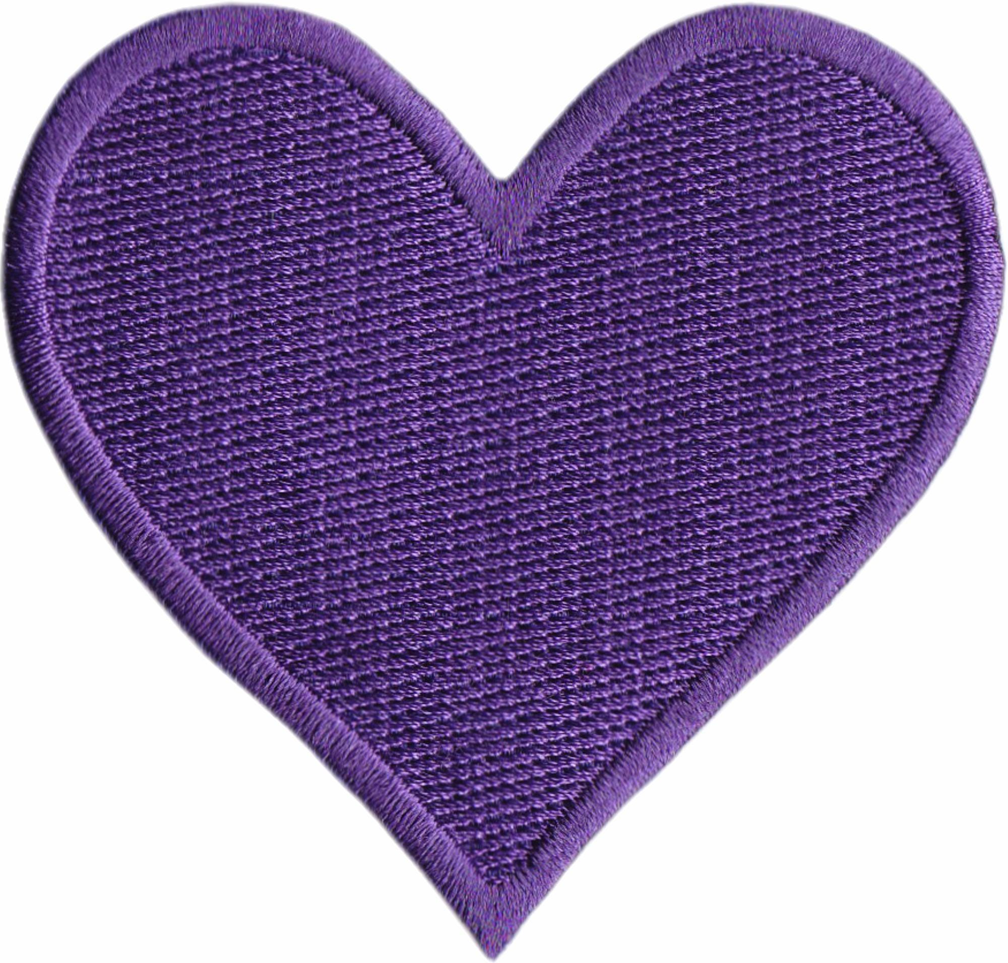 2.875" Embroidered Iron on Patch - Solid Purple Heart - Cut Out to the ...