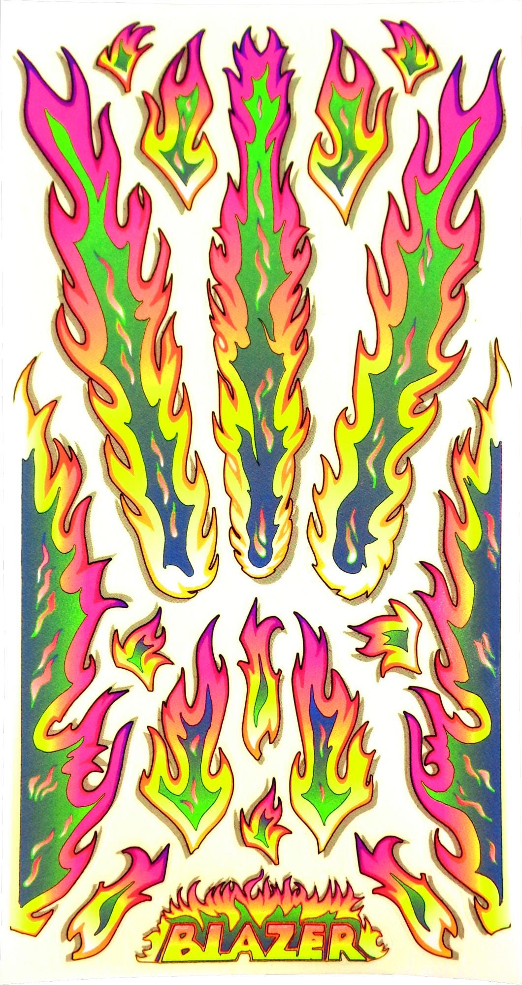 Vintage 1990s Rad Decalz Sticker Pack - Blazer 2 - Flames - Blacklight ...