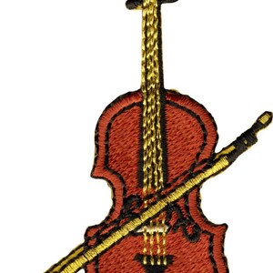 2.875" Embroidered Iron on Patch - Violin With Bow - Cut Out to the ...