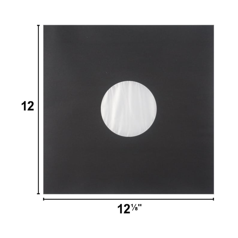 12" Archival Black Colored Plastic and Paper Polylined Vinyl LP Record ...