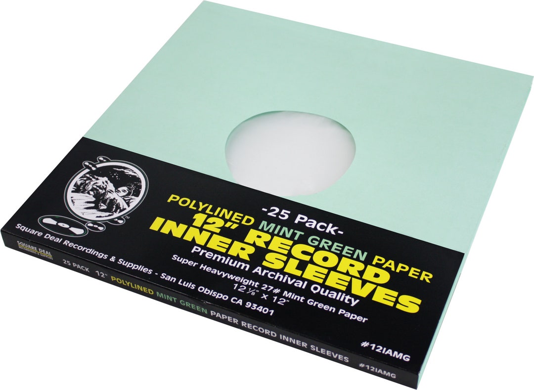 12" Archival Mint Green Colored Vinyl Record LP Paper and Plastic ...