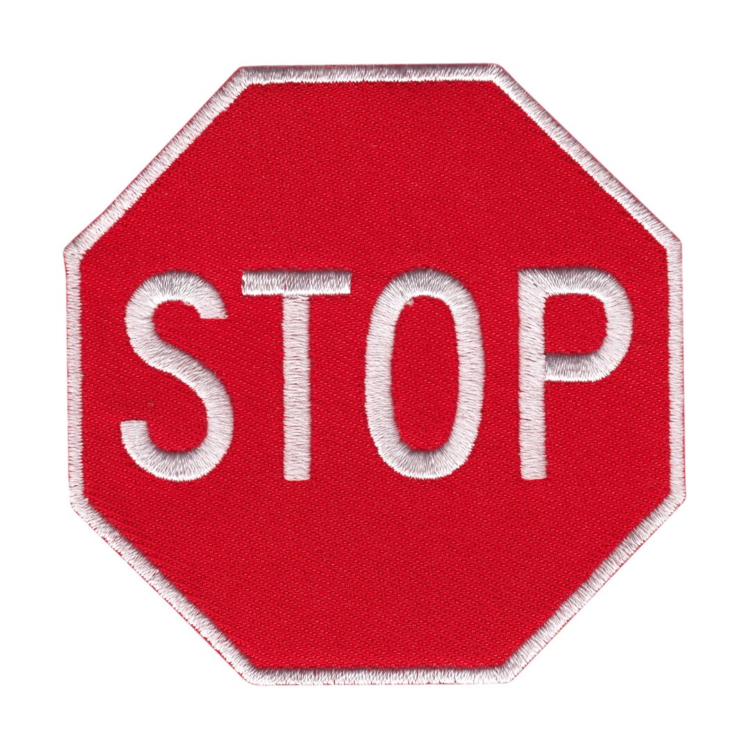 3" Embroidered Iron on Patch - Stop Sign - Cut Out to the Shape of the ...