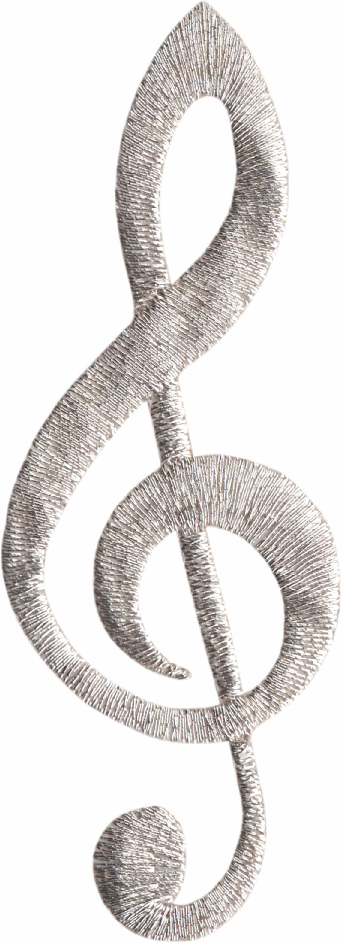 2.88" Embroidered Iron on Patch - Silver Treble Clef Note - Etsy
