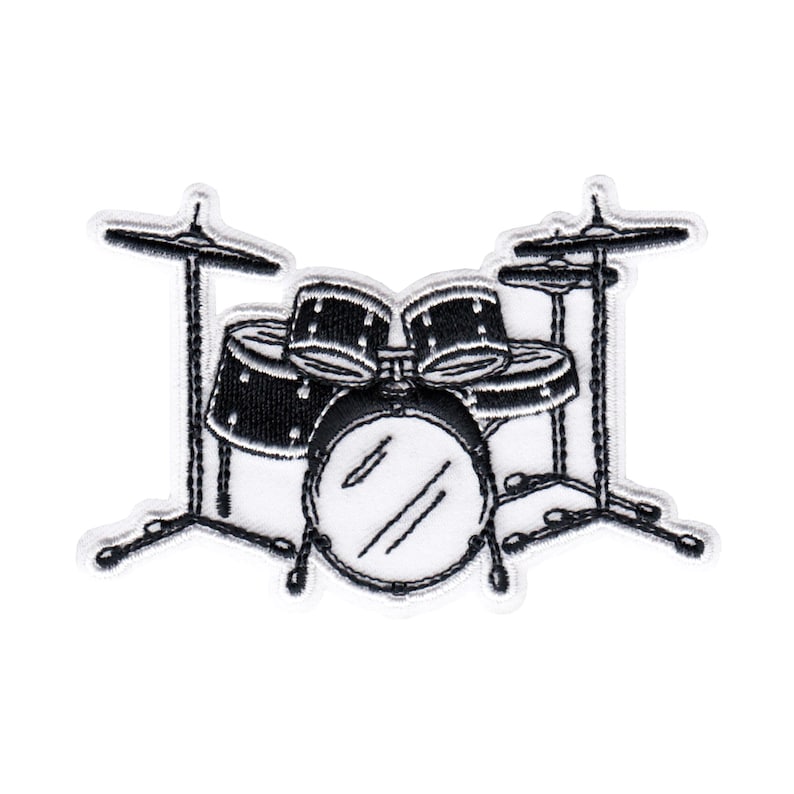 3.63 Embroidered Iron on Patch Drum Set Cut Out to the Shape of the ...