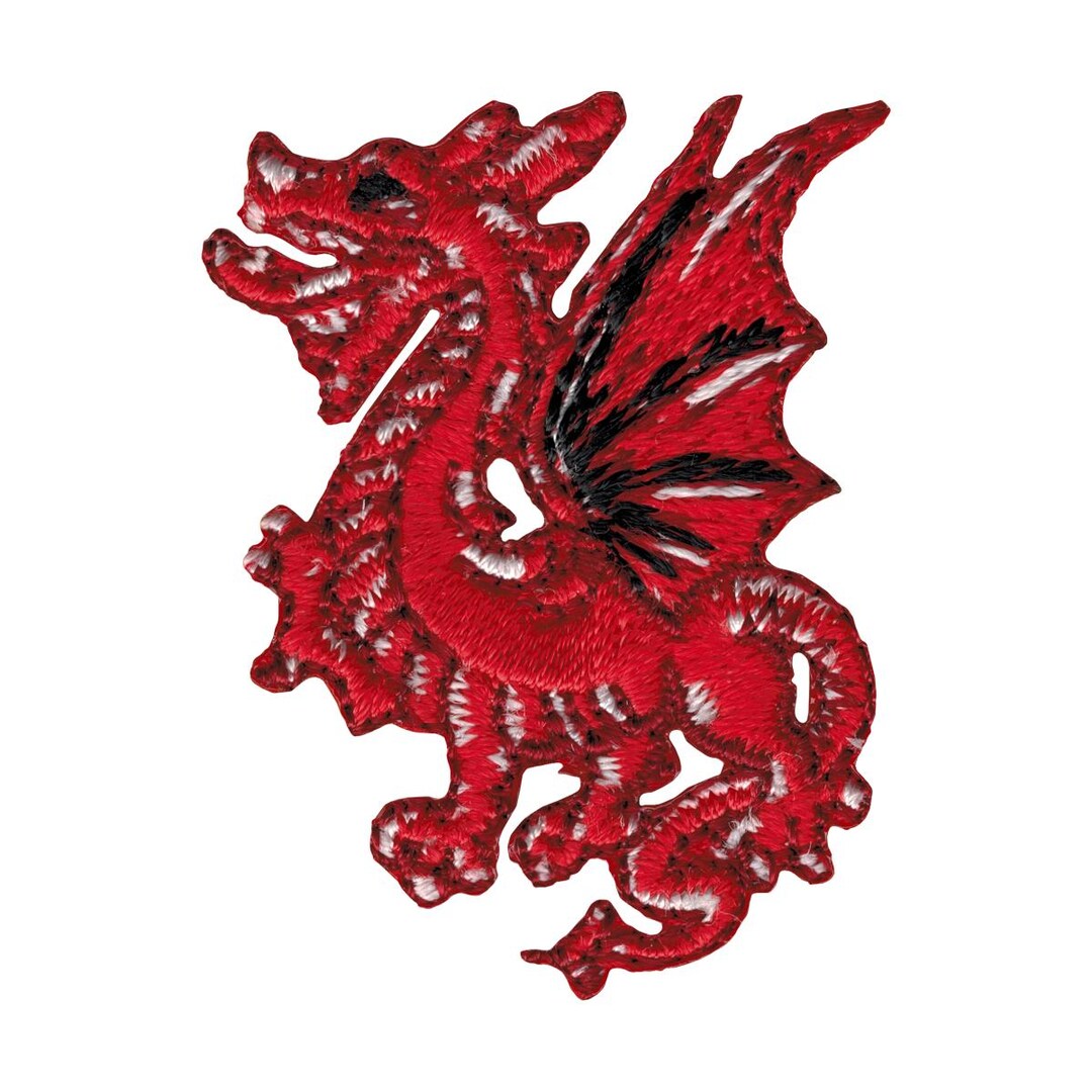 1.5" Embroidered Iron on Patch - Mini Red Dragon With Raised Wings ...