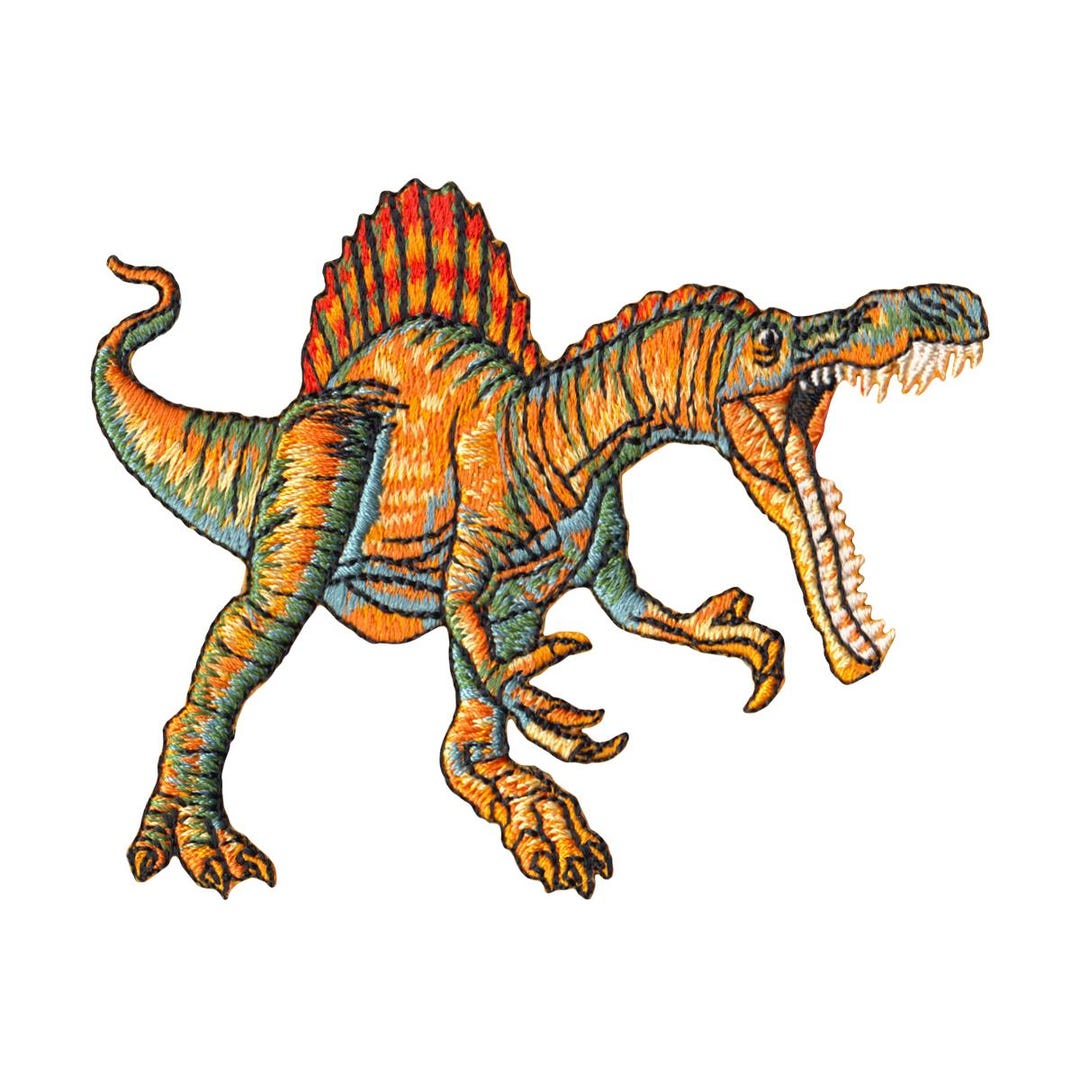 3.5" Embroidered Patch - Spinosaurus - Ferocious Dinosaur - Cut Out to ...