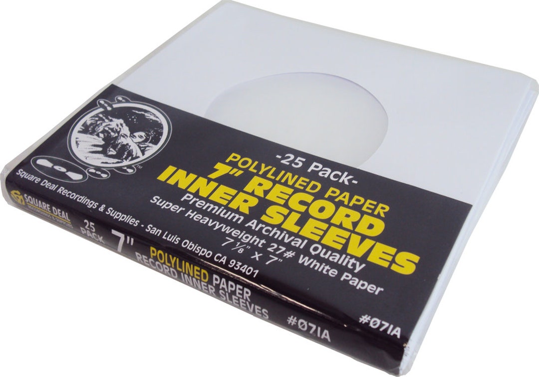 7" 45rpm Archival Super Heavyweight Plastic Polylined White Paper Inner ...