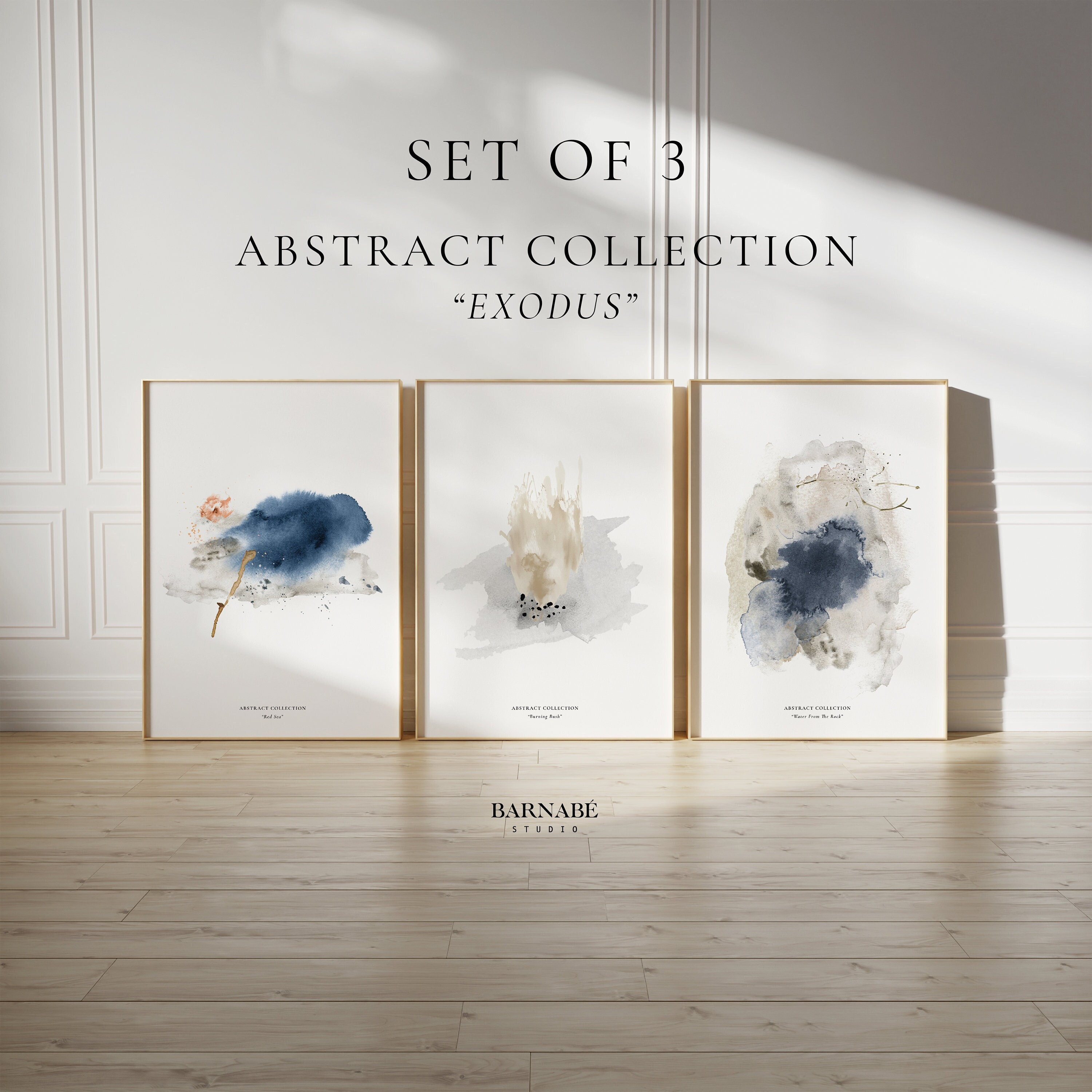 Set of 3 "exodus" Abstract by Barnabé Studio | Christian Watercolor Art ...