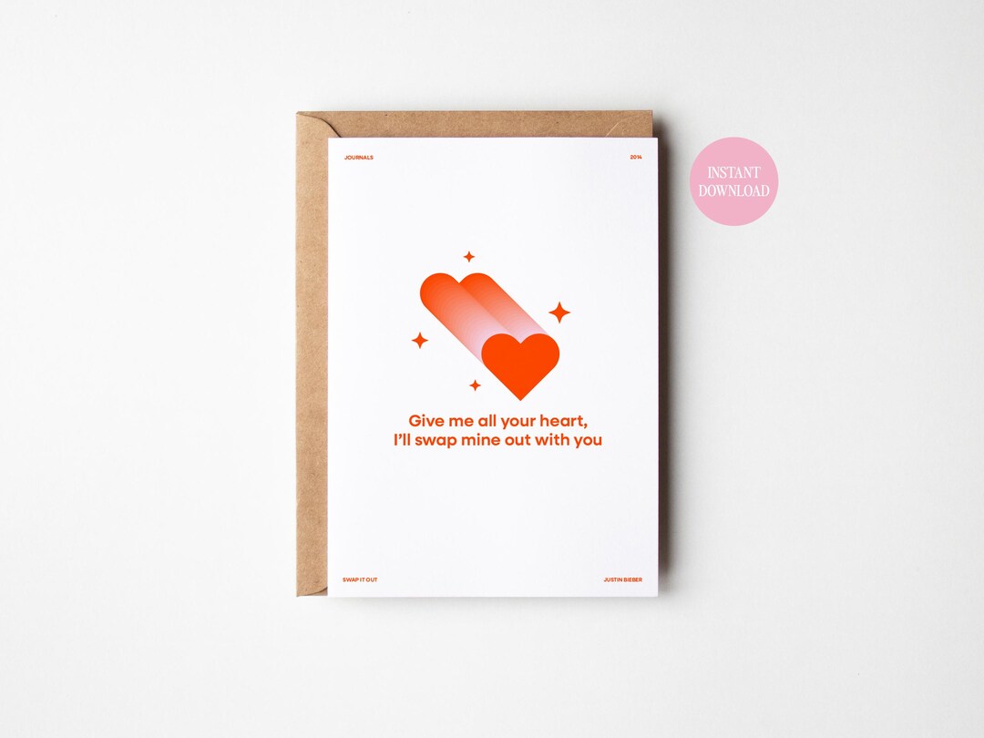 Swap It Out Justin Bieber Printable Greeting Card | Instant Download ...