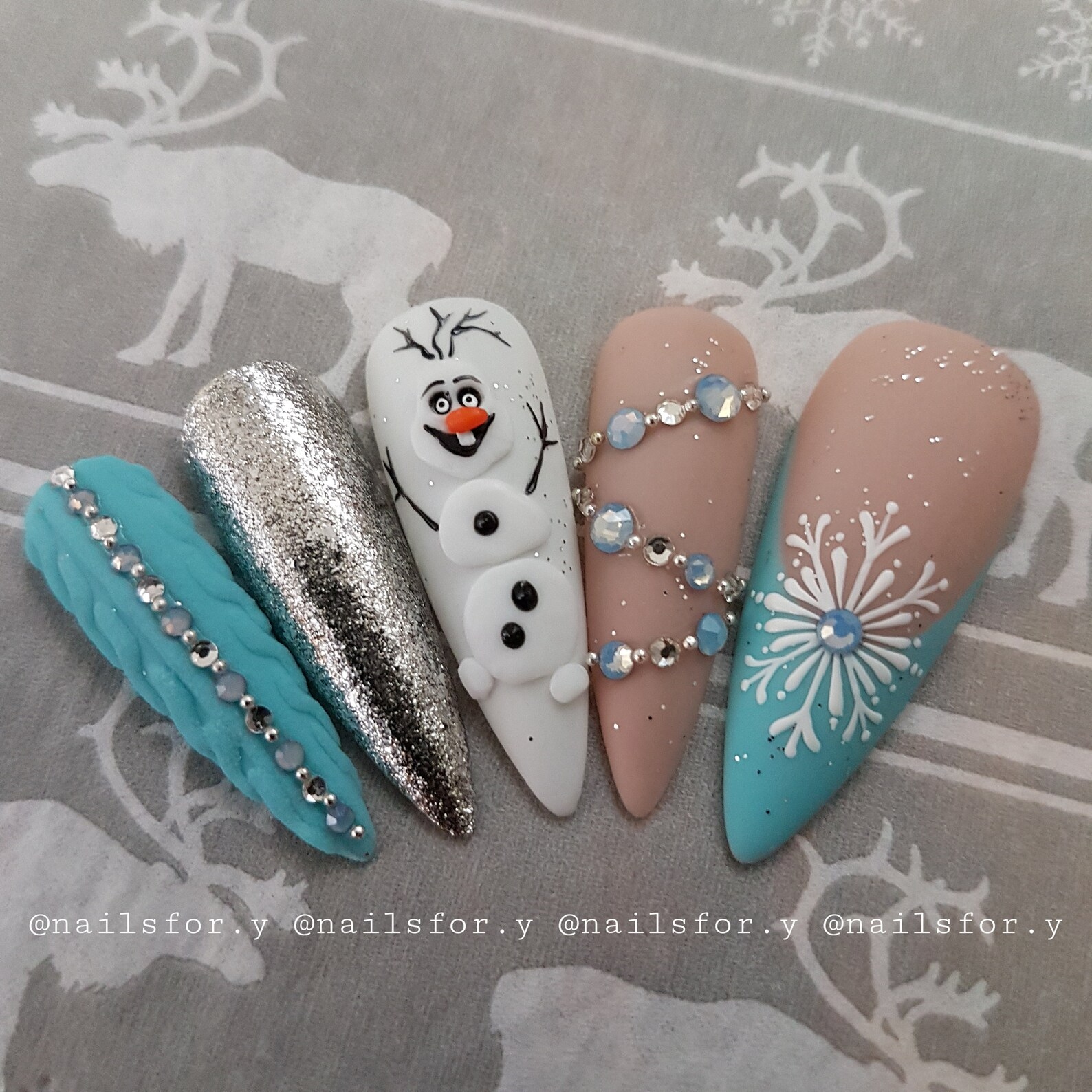 Frozen Olaf Press on Nails,christmas Disney Nails,winter Nails, Snowman ...