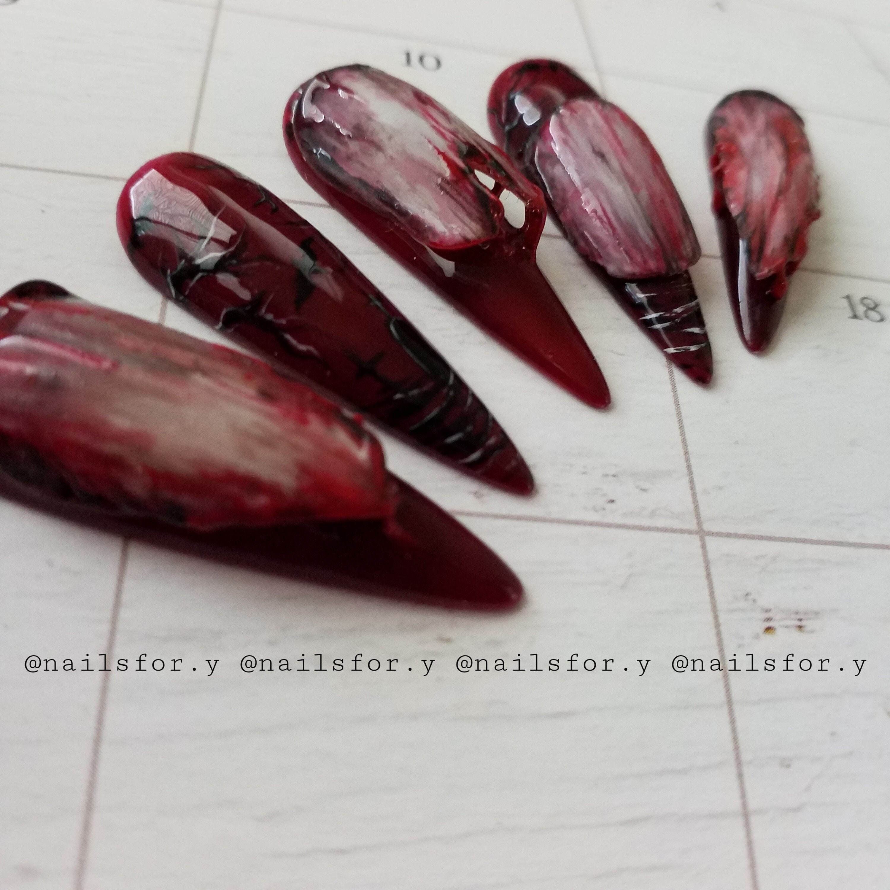 Halloween Press on Nails Bloody Nails Bloody Red Nails - Etsy
