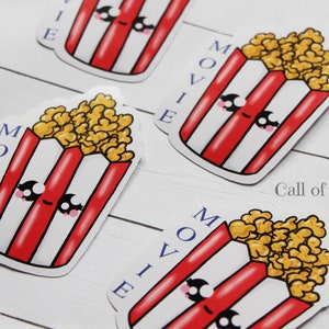 Popcorn Die Cut Sticker/popcorn Sticker/food Stickers/movie Popcorn ...