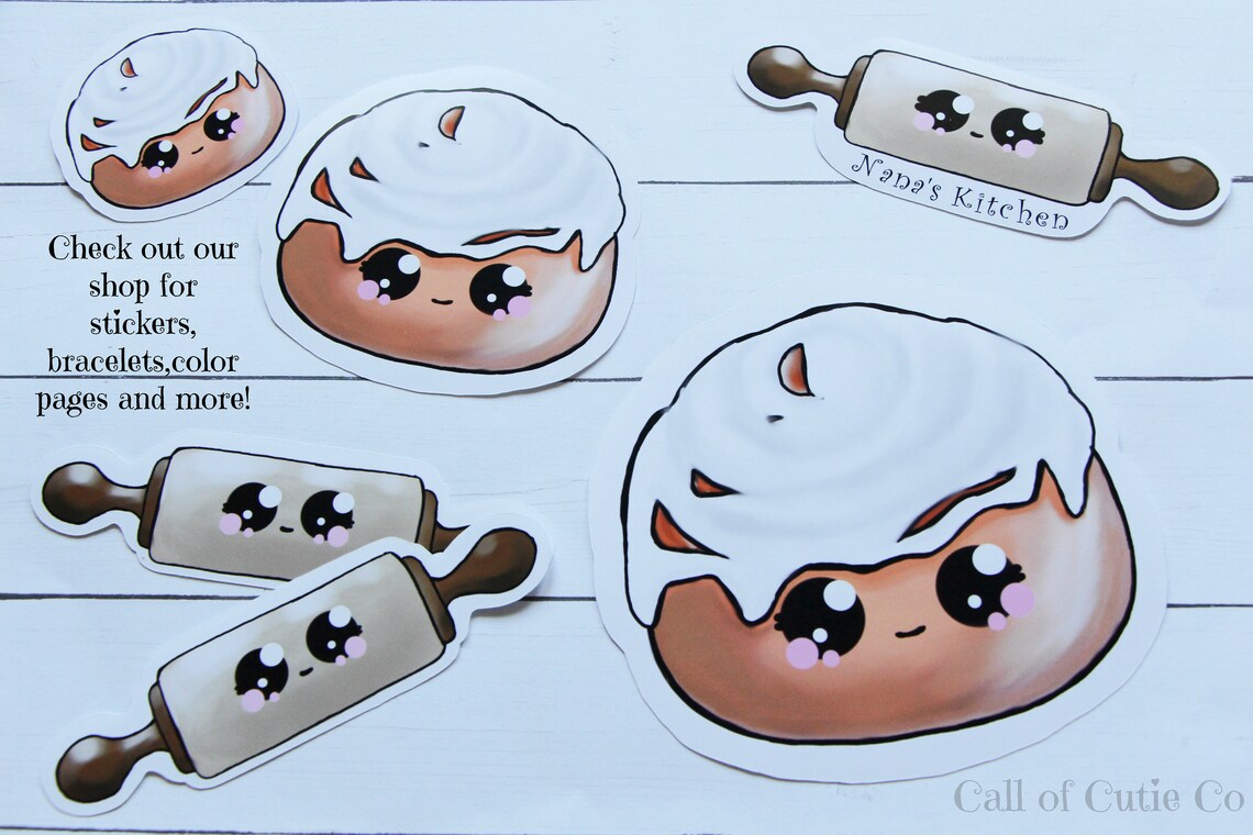 Cinnamon Roll Die Cut Sticker/cinnamon Bun Sticker/food Stickers - Etsy
